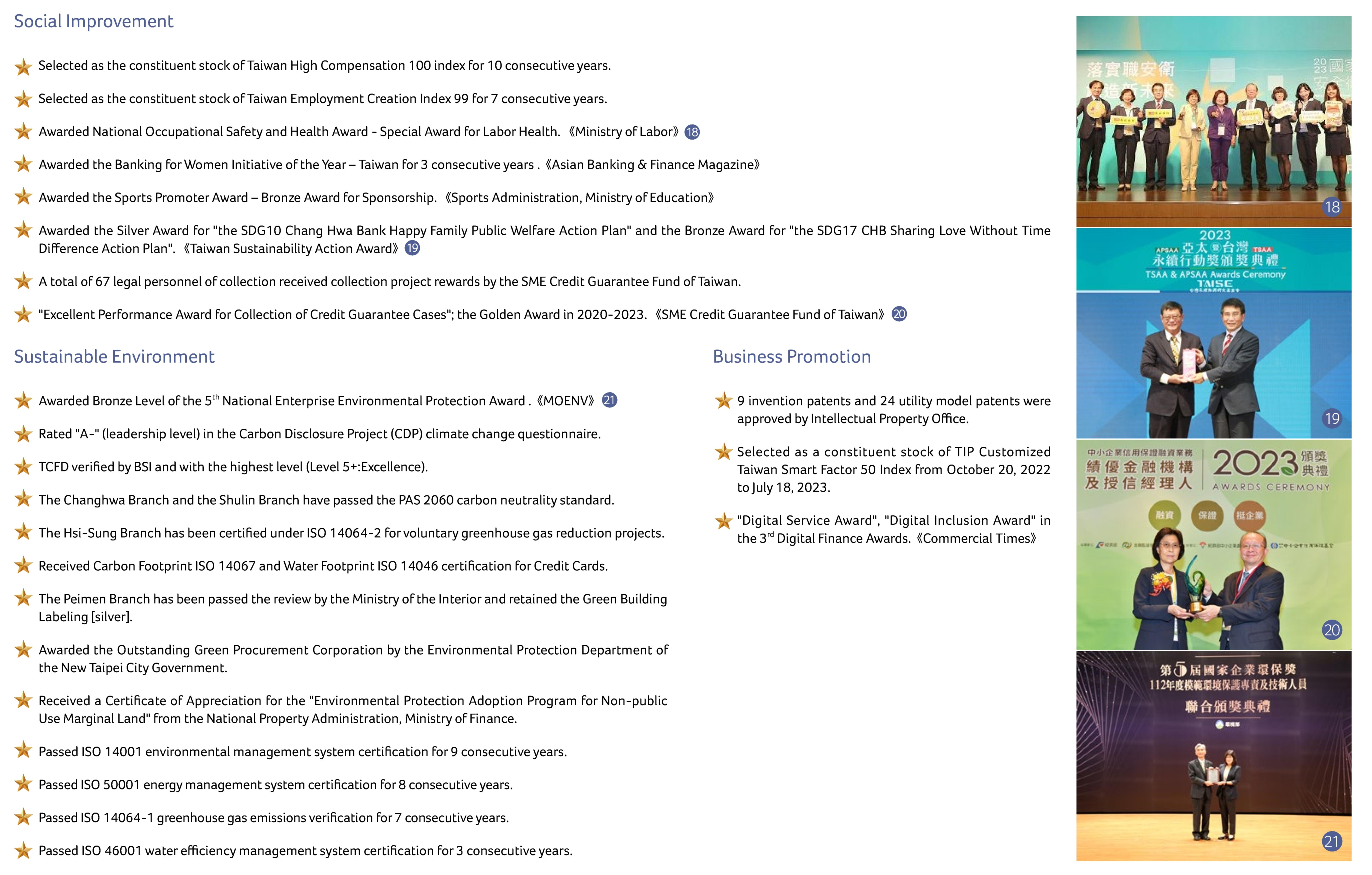 Chang Hwa Bank|Corporate Social Responsibility-Honors, Recognitions and ...